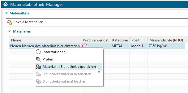 NX-Materialbibliothek bearbeiten oder erweitern