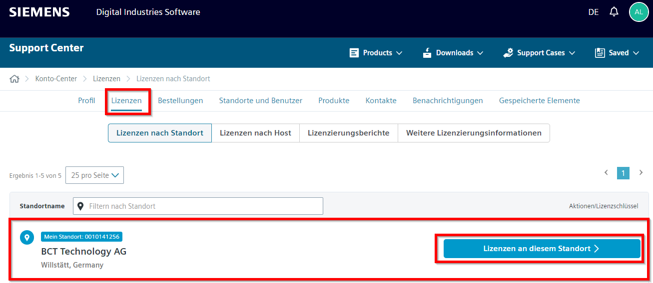 Wie erstellt man Lizenzen im Siemens Support Center?